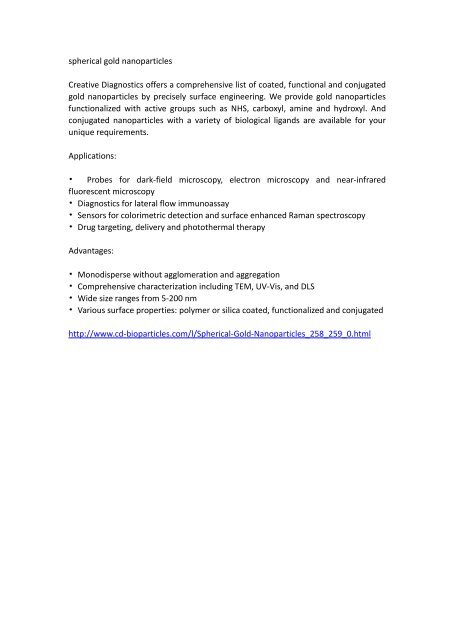 spherical gold nanoparticles
