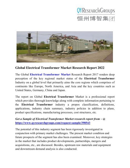Electrical Transformer Market Analysis, Segment, Trends and Forecasts 2022