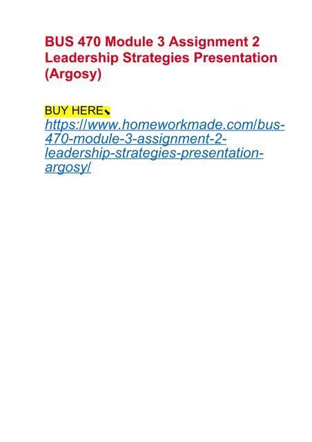 BUS 470 Module 3 Assignment 2 Leadership Strategies Presentation (Argosy)