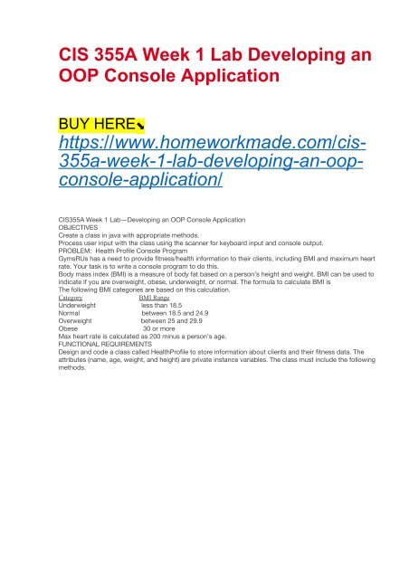 Cis 355a Week 1 Lab Developing An Oop Console Application 1651