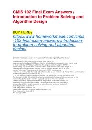 CMIS 102 Homework 4 : Introduction to Problem Solving and Algorithm Design