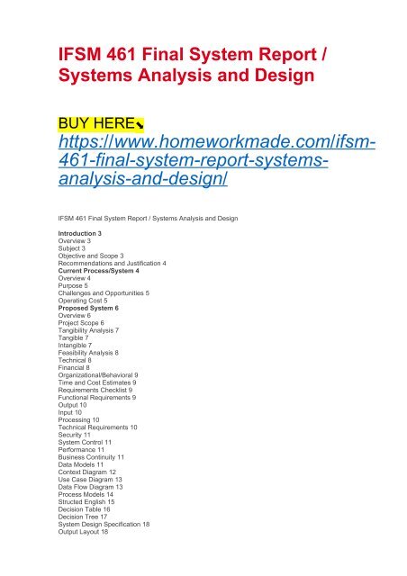 IFSM 461 Final System Report : Systems Analysis and Design