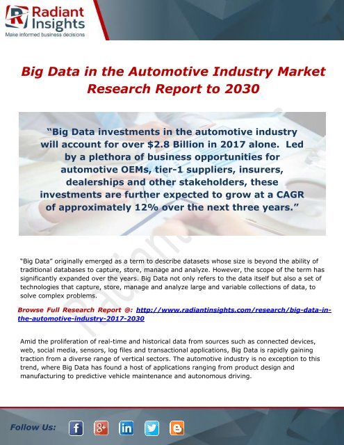 Big Data in the Automotive Industry Share, Trends and Growth to 2030 by ...