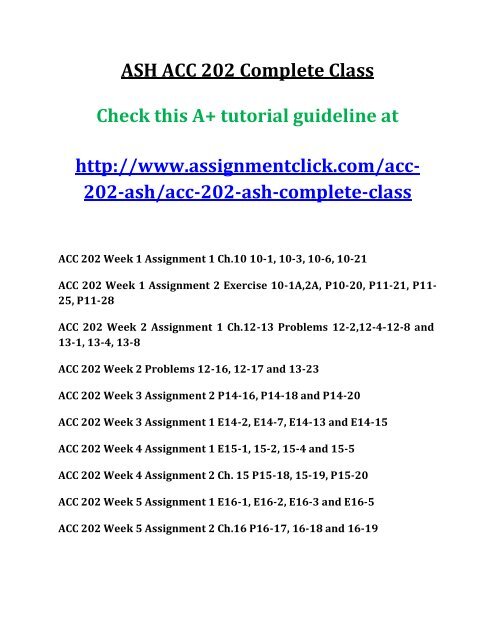 ASH ACC 202 Complete Class