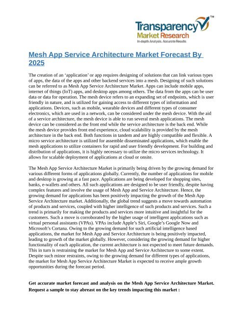 Mesh App Service Architecture Market