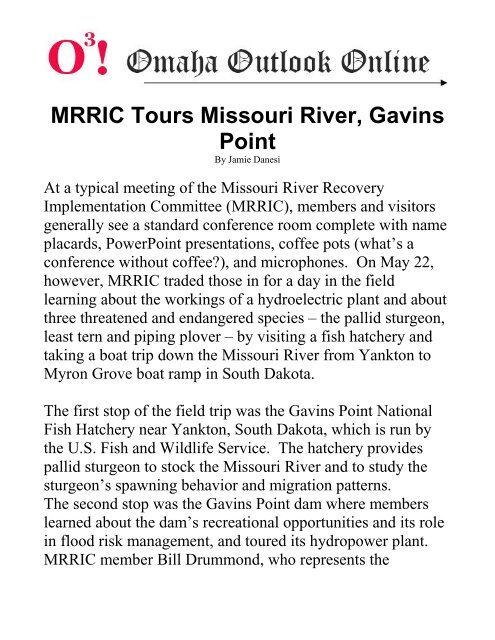 MRRIC Tours Missouri River-Gavins Point
