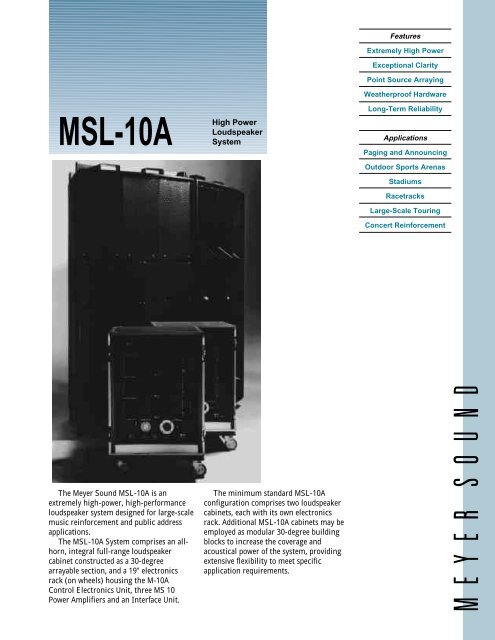 MSL-10A High Power - Meyer Sound Laboratories Inc.