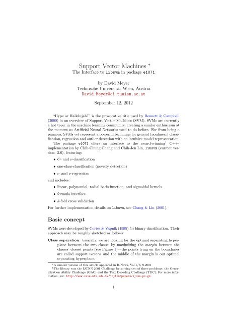 Support Vector Machines—the Interface to libsvm in