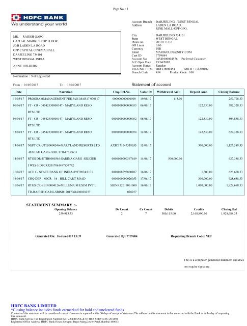 rajesh bank statement