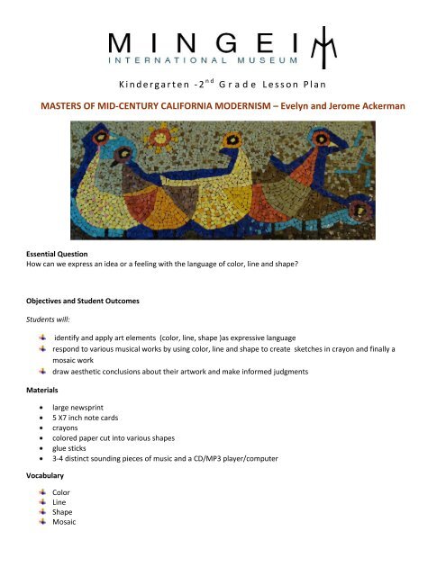 Lesson Plan, K - 2nd Grade