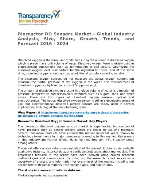 Bioreactor DO Sensors Market