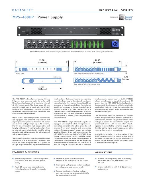 MPS-488HP Datasheet - Meyer Sound Laboratories Inc.