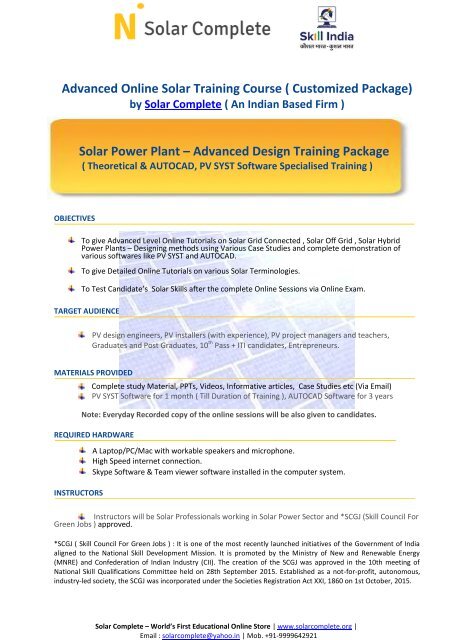 Online Solar Course_Customized Package