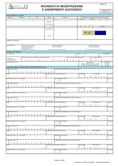 NUOVO MODELLO 69 compilabile