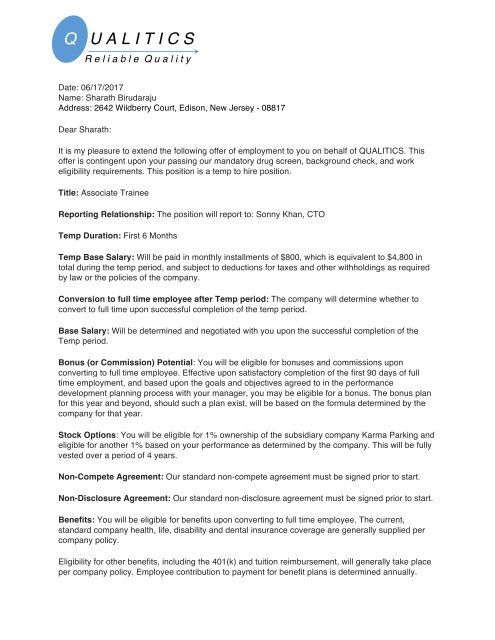 Qualitics Offer Letter - Sharath 0.1