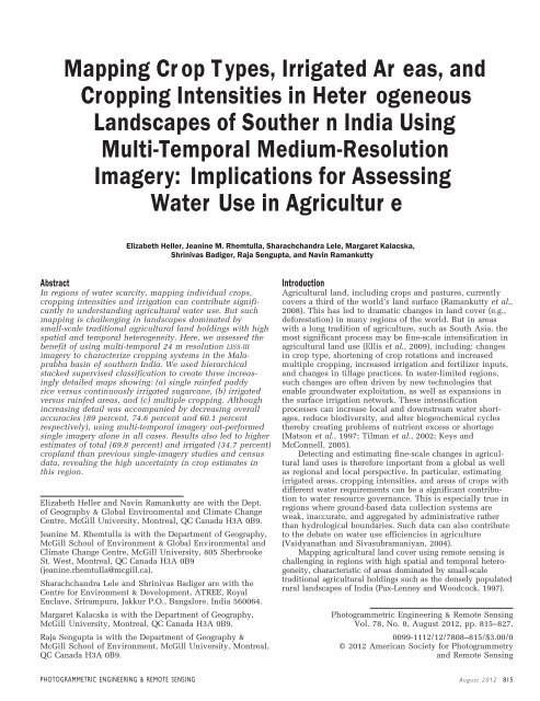Mapping crop types, irrigated areas, and cropping intensities - ATREE