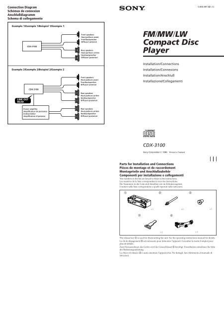 Sony CDX-3100 - CDX-3100 Guide d'installation