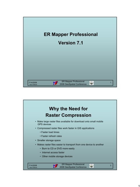 ER Mapper Professional Version 7.1 Why the Need for Raster ...