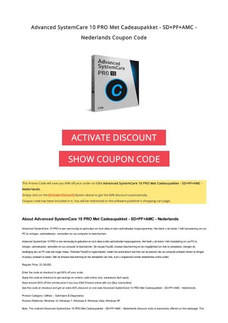 60% OFF Advanced SystemCare 10 PRO Met Cadeaupakket - SD+PF+AMC ...