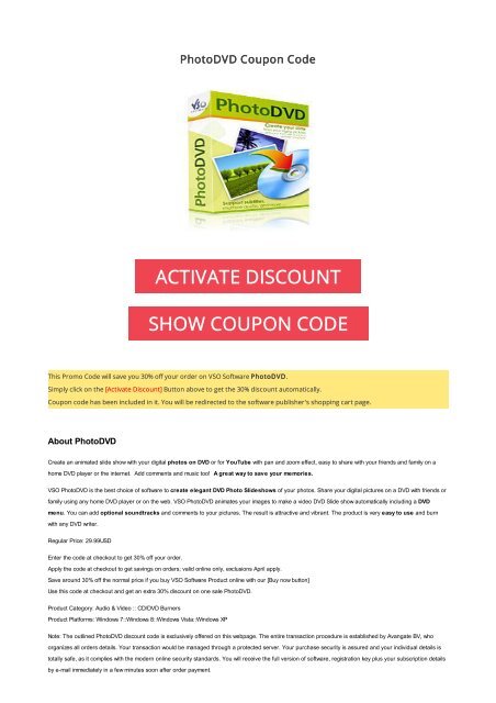 30% OFF PhotoDVD Coupon Code 2017 Discount OFFER
