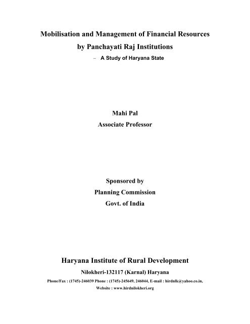 Mobilisation and Management of Financial Resources by ...