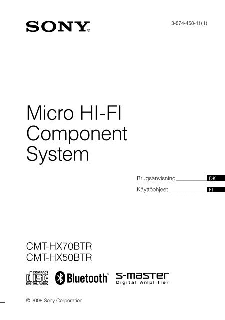 Sony CMT-HX50BTR - CMT-HX50BTR Consignes d’utilisation Danois