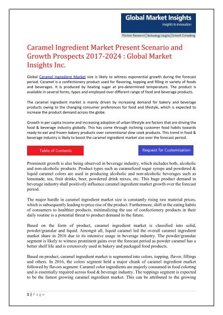 Caramel Ingredient Market 2024 Overview and Analysis