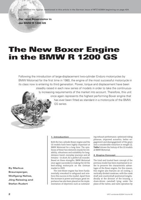 The New Boxer Engine in the BMW R 1200 GS - Fsb