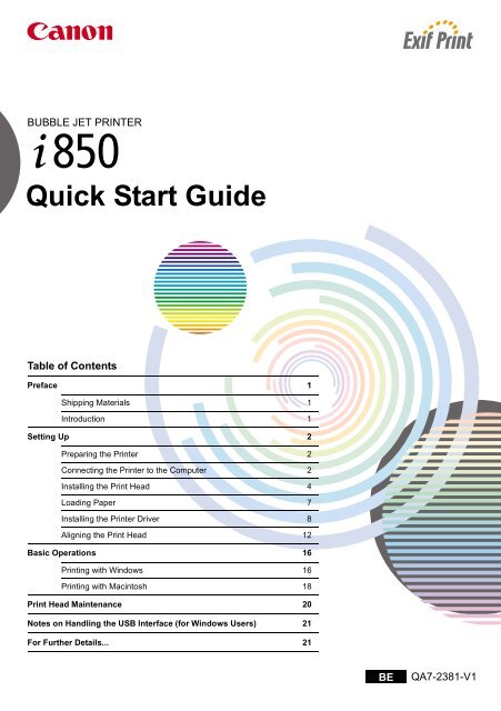 Canon PIXMA i850 - i850 Quick Start Guide