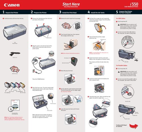 Canon PIXMA i550 - i550 Easy Setup Instructions