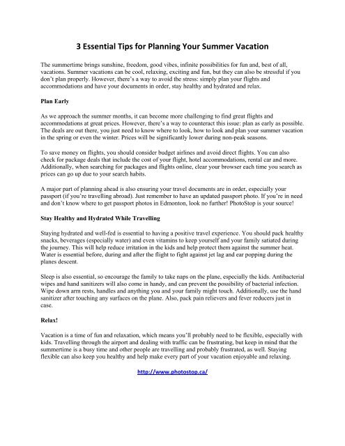 3 Essential Tips for Planning Your Summer Vacation