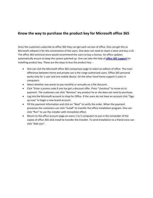 Know the way to purchase the product key for Microsoft office 365