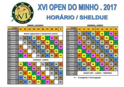 HORÁRIO XVI OPEN MINHO 2017