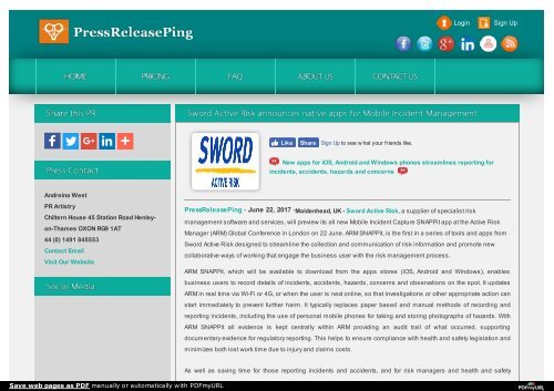 Sword Active Risk announces native apps for Mobile Incident Management