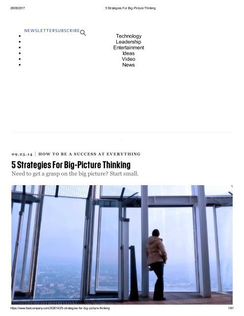 5 Strategies For Big-Picture Thinking