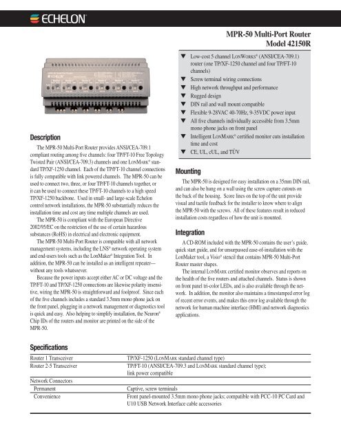 MPR-50 Multi-Port Router Model 42150R - Echelon