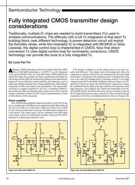 Fully integrated CMOS transmitter design considerations