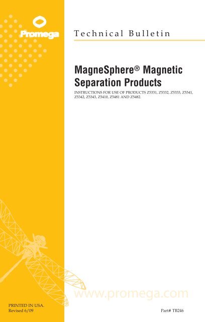 MagneSphere(R) Magnetic Separation Products, TB246 - Promega