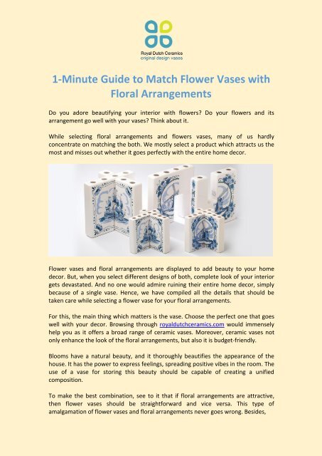 1-Minute Guide to Match Flower Vases with Floral Arrangements