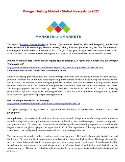 Pyrogen Testing Market......