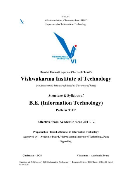 Vishwakarma Institute of Technology B.E. (Information Technology) Vishwakarma Institute of Technology B.E. (Information Technology)