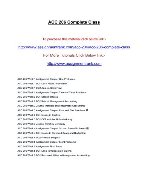ACC 206 Complete Class