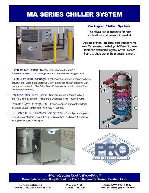 MA SERIES CHILLER SYSTEM - Pro Refrigeration, Inc