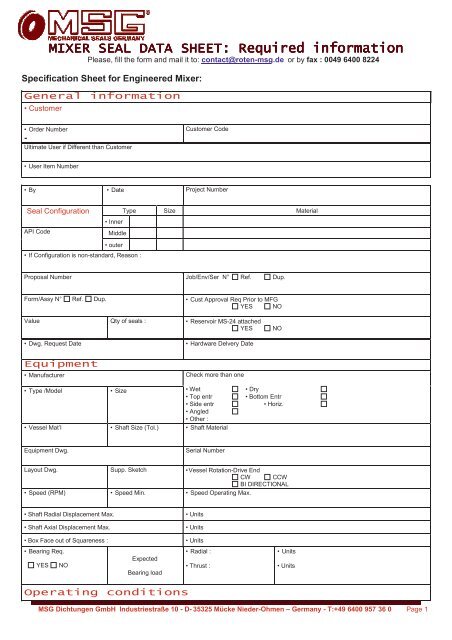MIXER IXER SEAL DATA SHEET - Roten-msg.com