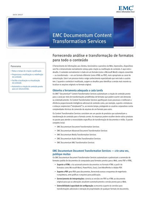EMC Documentum Content Transformation Services