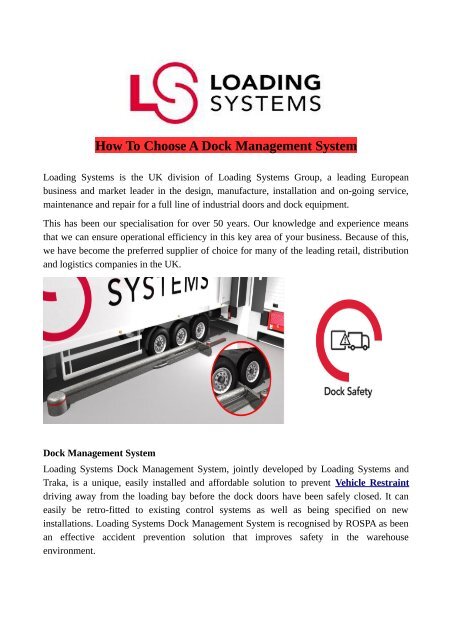 How To Choose A Dock Management System