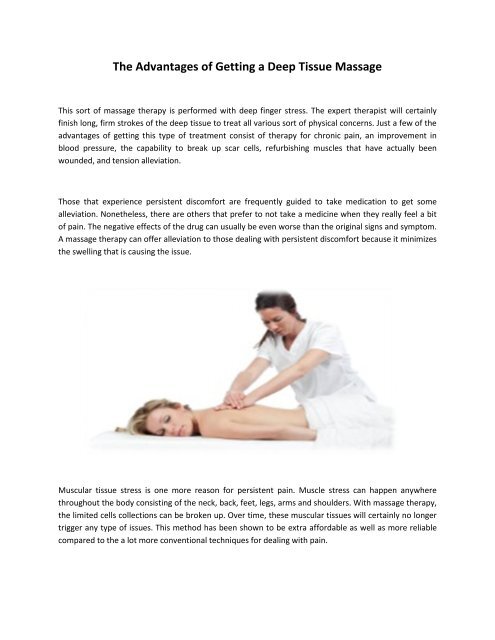 The Advantages of Getting a Deep Tissue Massage - Green Spring SPA