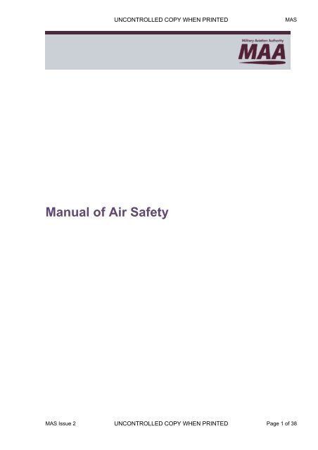 Manual of Air Safety (MAS) - Military Aviation Authority