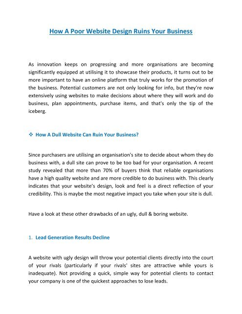 How A Poor Website Design Ruins Your Business