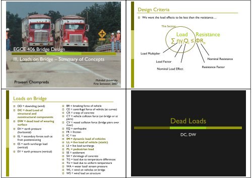 Bridge Design - Loads - Summary4